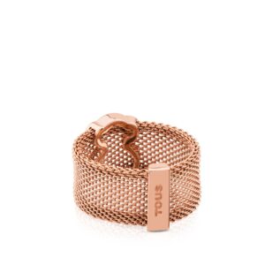 TOUS Icon Mesh 925 Rose Vermeil and IP Steel Ring