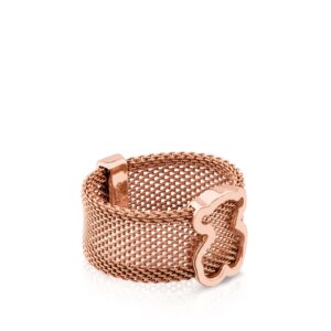 TOUS Icon Mesh 925 Rose Vermeil and IP Steel Ring