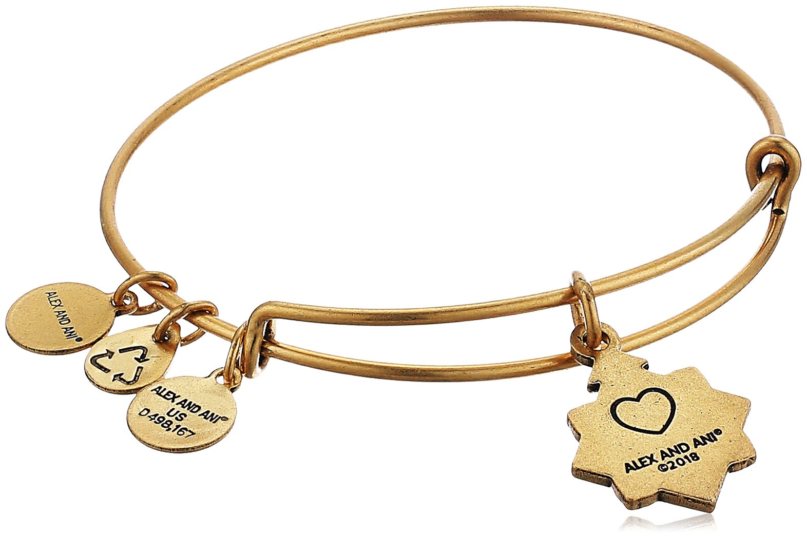 Alex and Ani Womens Because I Love You A18BILY14RG Friend Charm Bangle Bracelet, Rafaelian Gold, Expandable