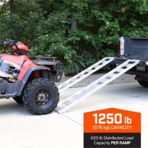 CARGOSMART Aluminum Straight Fixed Ramp with Treads (2pk) - Easily and Safely Load and Unload Light Equipment, Lawn Tractors, ATVs and More, 1,250 lb. Capacity, 12" W x 78" L