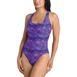 speedo womens snakeskin ultraback one piece swimsuit purple size 8