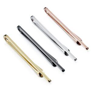 super skinny tie clips for men, 4pcs tie bar set, gift box packed, suitable for wedding anniversary business and daily life.