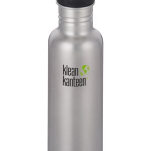 Klean Kanteen Classic Stainless Steel Single Wall Non-Insulated Water Bottle with Sport Cap, 27-Ounce, Brushed Stainless