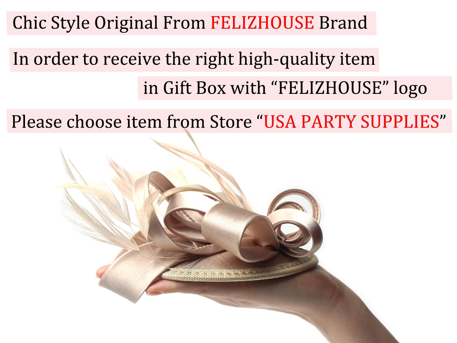 Fascinator Hats For Women Feather Cocktail Party Hats Bridal Kentucky Derby Headband (Light Khaki)