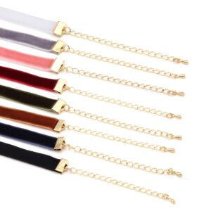 Eigso 8Pcs Goth Velvet Ribbon Chokers Necklaces for Women Men Gothic Velvets Collar Set Adjustable