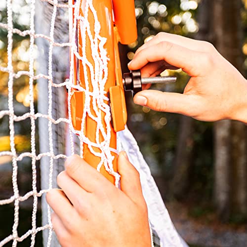 Franklin Sports Lacrosse Backstop Net - Lax Goal Extra Large Durable Net for Shooting Training + Practice - - 12' x 9', Black/Orange