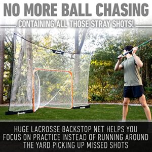 Franklin Sports Lacrosse Backstop Net - Lax Goal Extra Large Durable Net for Shooting Training + Practice - - 12' x 9', Black/Orange