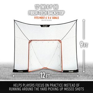 Franklin Sports Lacrosse Backstop Net - Lax Goal Extra Large Durable Net for Shooting Training + Practice - - 12' x 9', Black/Orange