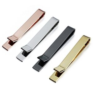 HAWSON Tie Clip-Skinny Tie Bar for Mens 4Pcs Initial Tie Clips Suitable for Wedding Anniversary Business and Daily Life Come with a Black Gift Box