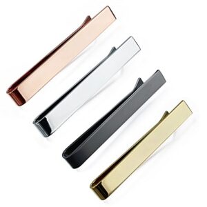 HAWSON Tie Clip-Skinny Tie Bar for Mens 4Pcs Initial Tie Clips Suitable for Wedding Anniversary Business and Daily Life Come with a Black Gift Box