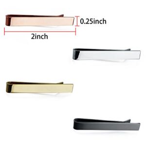 HAWSON Tie Clip-Skinny Tie Bar for Mens 4Pcs Initial Tie Clips Suitable for Wedding Anniversary Business and Daily Life Come with a Black Gift Box