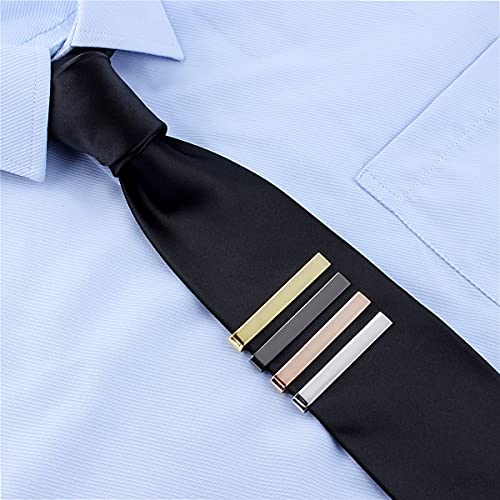 HAWSON Tie Clip-Skinny Tie Bar for Mens 4Pcs Initial Tie Clips Suitable for Wedding Anniversary Business and Daily Life Come with a Black Gift Box