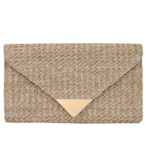 JNB Natural Straw Clutch, Natrual