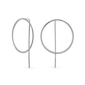 delicate minimalist geometric thin round open circle modern hoop threader earrings for women for teen .925 sterling silver