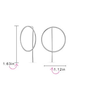 Delicate Minimalist Geometric Thin Round Open Circle Modern Hoop Threader Earrings For Women For Teen .925 Sterling Silver