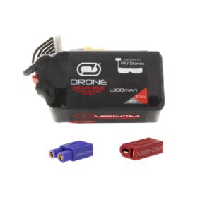 venom power drive series 90c 5s 1300mah 18.5v graphene lipo racing battery - universal venom uni 2.0 plug - thermal control pack, for rc helicopters and drones - compatible with xt60, deans & ec3 plug