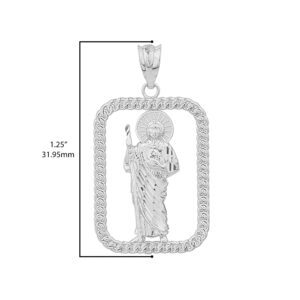 .925 Sterling Silver 1-1/2" Christian Saint Jude Thaddeus Patron Saint of Lost Causes Pendant - Pendant Only