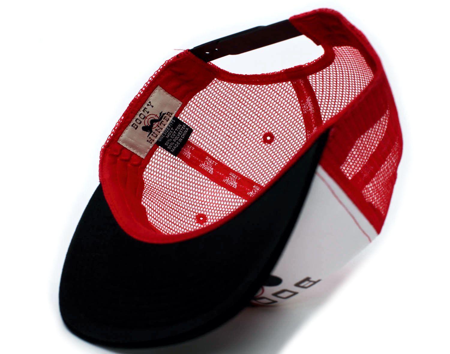 Booty Hunter Flat Bill Unisex-Adult One-Size Trucker Hat Cap Black/Red/White