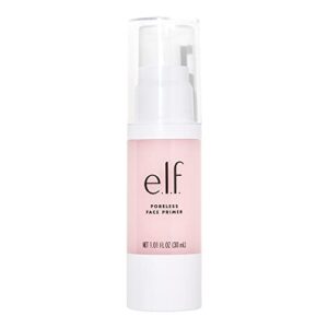 e.l.f, poreless face primer - large, silky, skin-perfecting, lightweight, long lasting, absorbs quickly, smooths, preps, creates flawless base, infused with tea tree and vitamins a & e, 1.01 fl oz