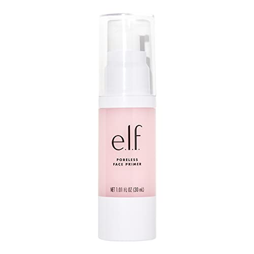 e.l.f, Poreless Face Primer - Large, Silky, Skin-Perfecting, Lightweight, Long Lasting, Absorbs Quickly, Smooths, Preps, Creates Flawless Base, Infused with Tea Tree and Vitamins A & E, 1.01 Fl Oz