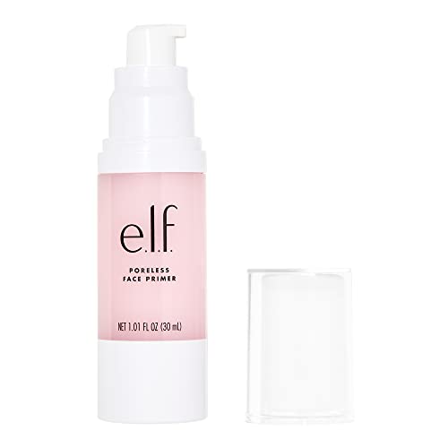 e.l.f, Poreless Face Primer - Large, Silky, Skin-Perfecting, Lightweight, Long Lasting, Absorbs Quickly, Smooths, Preps, Creates Flawless Base, Infused with Tea Tree and Vitamins A & E, 1.01 Fl Oz