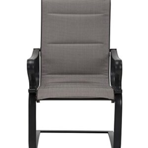 Cosco Outdoor Dining Chairs, SmartConnect, 2-Pack, Charcoal Gray with Light Gray Cushions