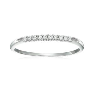 vir jewels 1/10 carat (ctw) petite diamond wedding anniversary band for women, round diamond engagement ring 10k white gold 10 stones prong set 0.10 cttw, size 6.5