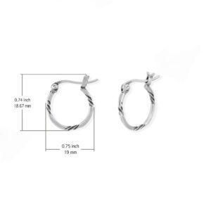 Boma Jewelry Sterling Silver Twist Round Snap Down Hoop Earrings