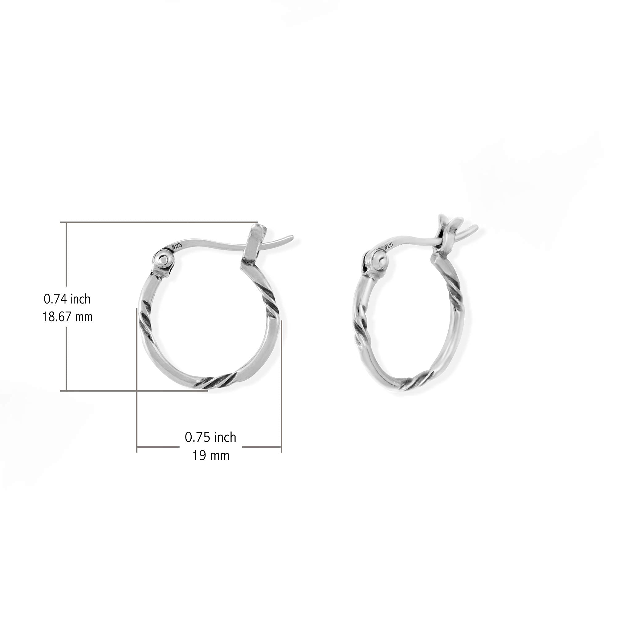 Boma Jewelry Sterling Silver Twist Round Snap Down Hoop Earrings