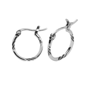 Boma Jewelry Sterling Silver Twist Round Snap Down Hoop Earrings