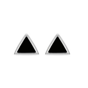 boma jewelry sterling silver onyx triangle inlay stud earrings