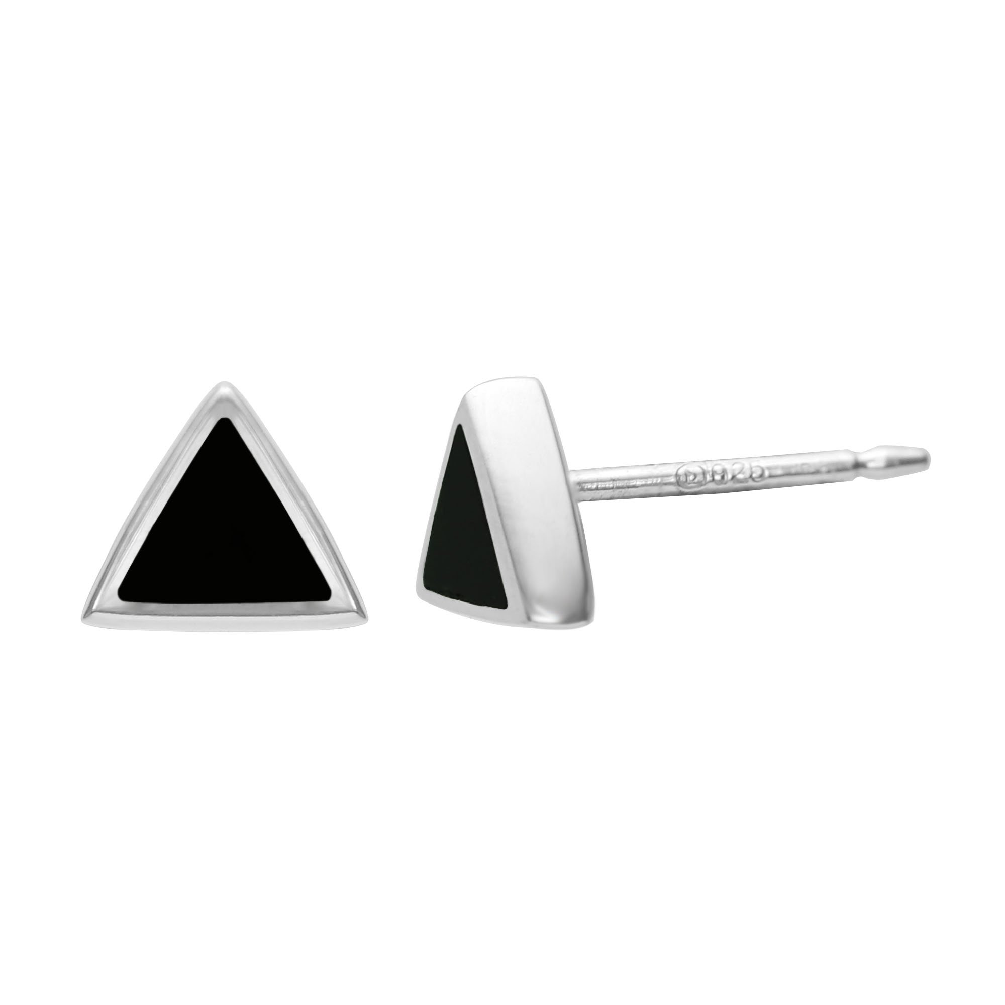 Boma Jewelry Sterling Silver Onyx Triangle Inlay Stud Earrings