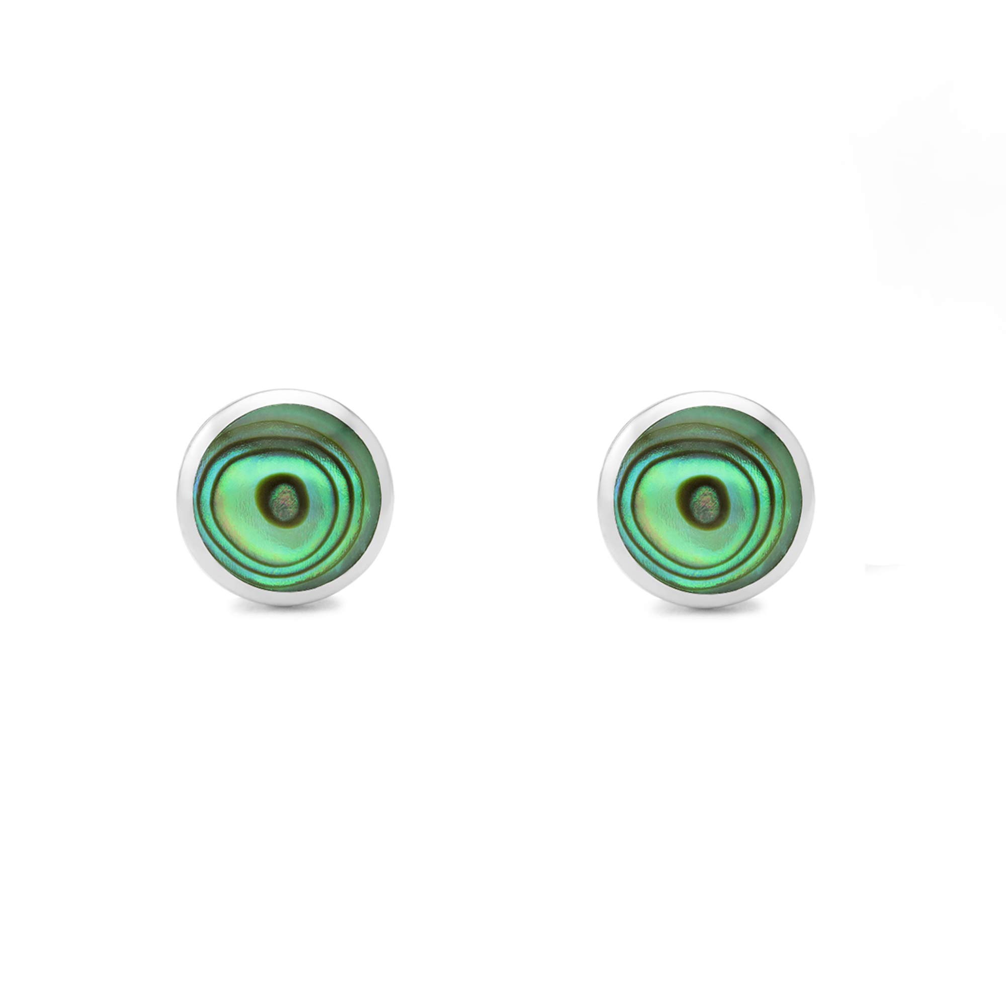 Boma Jewelry Sterling Silver Abalone Inlay Circle Stud Earrings