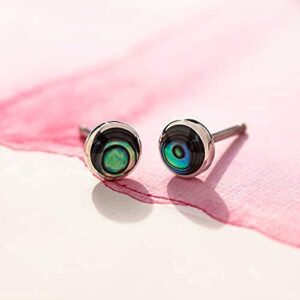 Boma Jewelry Sterling Silver Abalone Inlay Circle Stud Earrings