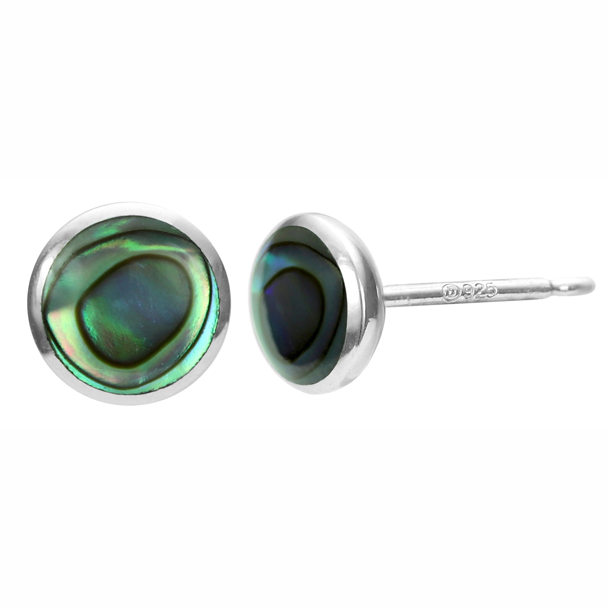 Boma Jewelry Sterling Silver Abalone Inlay Circle Stud Earrings