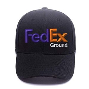 fedex ground purple orange snapback hat mid crown baseball cap - black