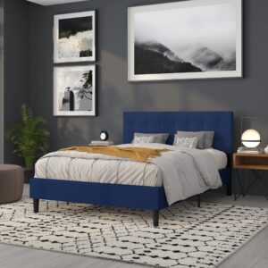 Flash Furniture Bedford Tufted Upholstered Queen Size Headboard in Navy Fabric