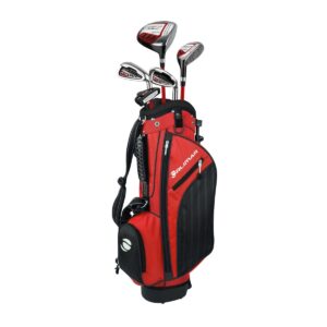 orlimar golf ats junior boy's golf set with bag, right and left hand, ages 9-12, red/black (5 clubs)