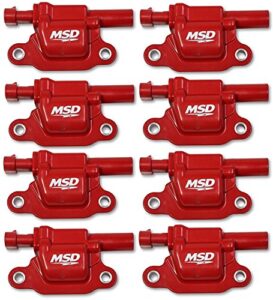 82668 msd ignition coil - gm gen v blaster series - gen v direct injected engine - red - 8-pack - square