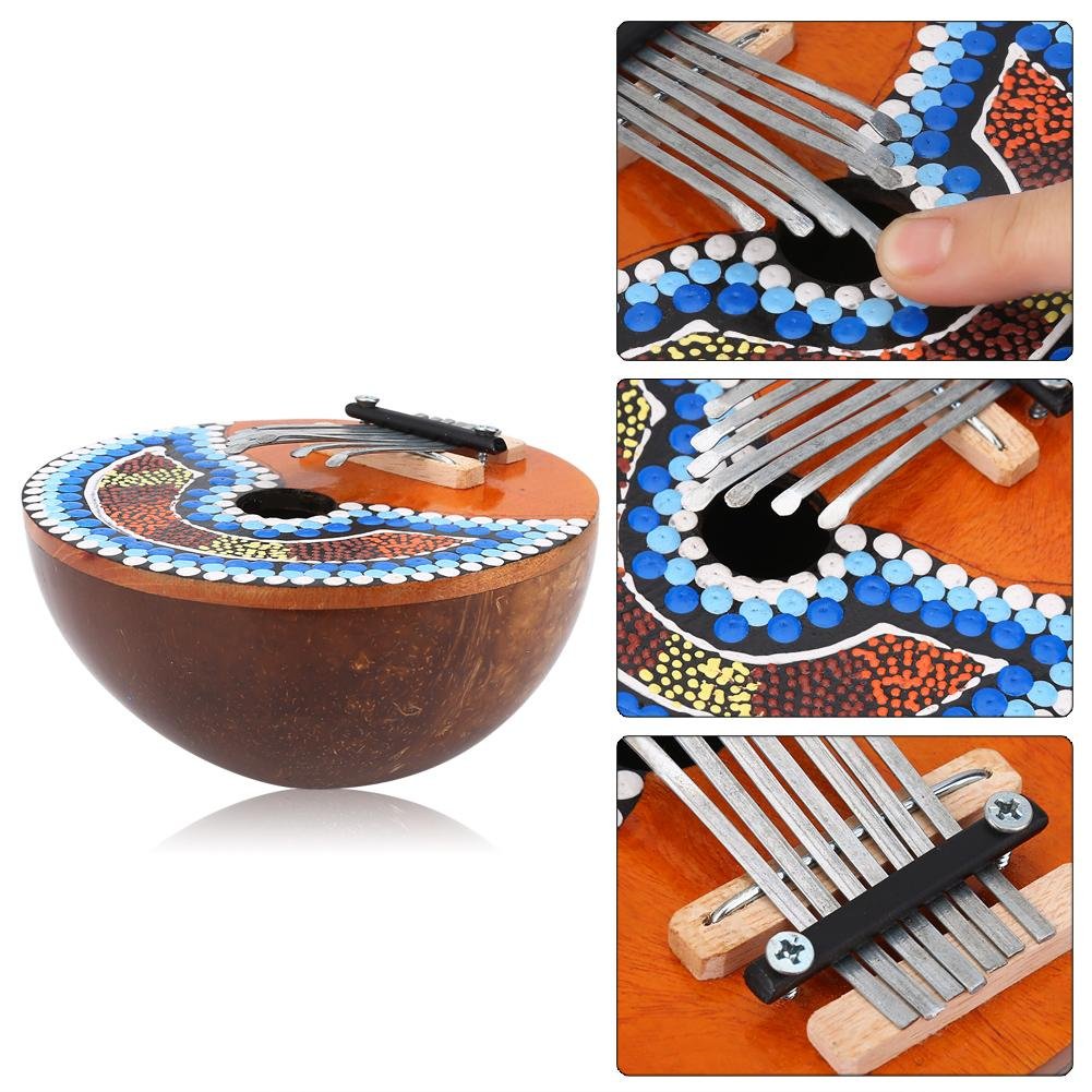 7 Key Kalimba Thumb Piano, Tuneable Coconut Shell Finger Thumb Piano Keyboard Instrument Supplies