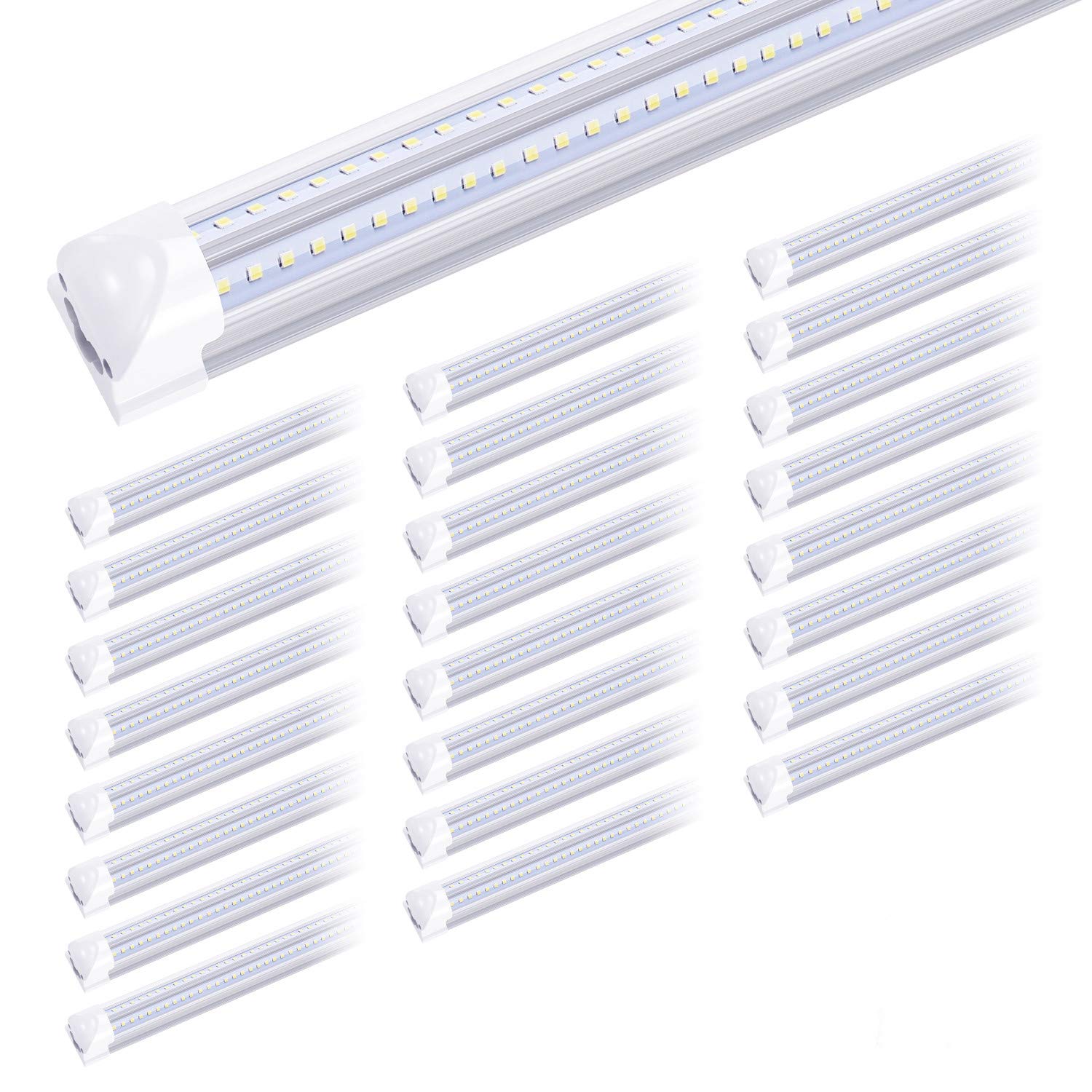 Led Cooler Light 6ft,V Shape Integrated LED Fixtures 56W,5600LM, AC85-277V, SMD2835 Clear Cover, Cool White 6000K. led Shop Light 25 Pack