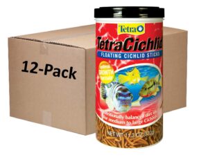 tetracichlid floating cichlid sticks 11.3 ounces, pond fish food, nutritionally balanced, (pack of 12)