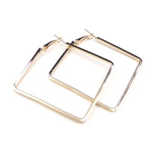 yukhins women girls stainless steel hoop geometric square hook simple fashion earrings（squaregold）