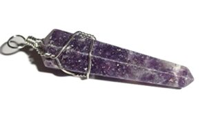 sublime gifts 1pc lepidolite natural premium crystal cut healing gemstone wire wrapped with loop point pendant