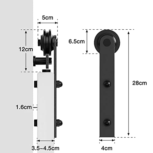 WINSOON Sliding Barn Door Hardware Kit 5/6/8/10/12/13/15/16FT Single Wood Door Closet Track Roller Set Straight Design Black (5FT Single Door Kit)