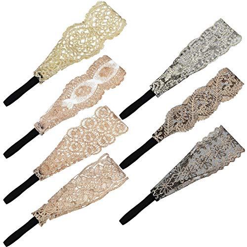 7 Pieces Lace Headbands Women Girls Stretch Headband Elegant Wide Headwrap Hair Turban Accessories