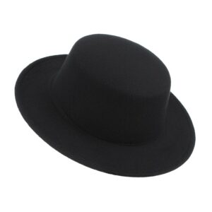 Adult Women Men Classic Flat Top Hat Fedora Hats Trilby Caps Panama Hat Jazz Cap Black