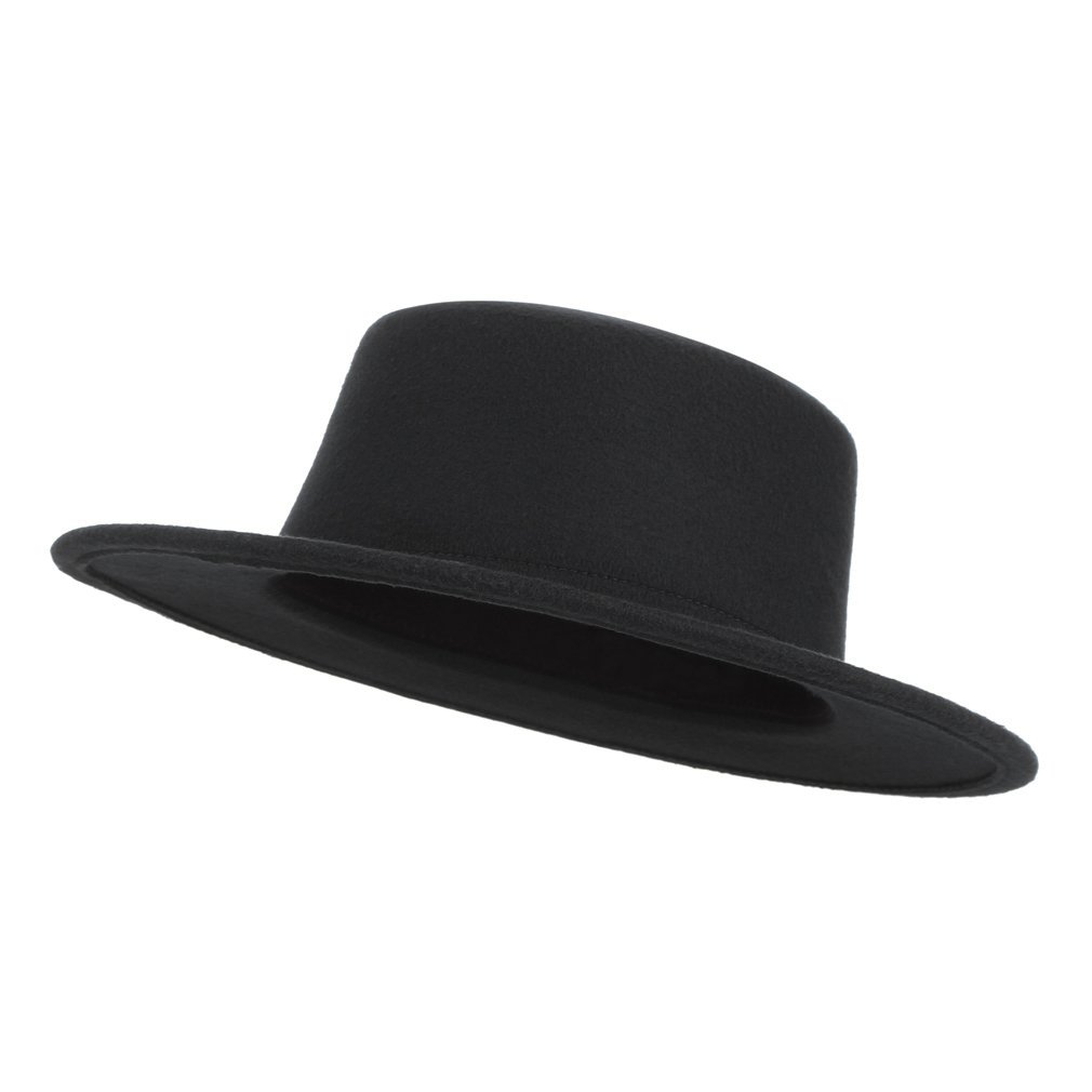 Adult Women Men Classic Flat Top Hat Fedora Hats Trilby Caps Panama Hat Jazz Cap Black