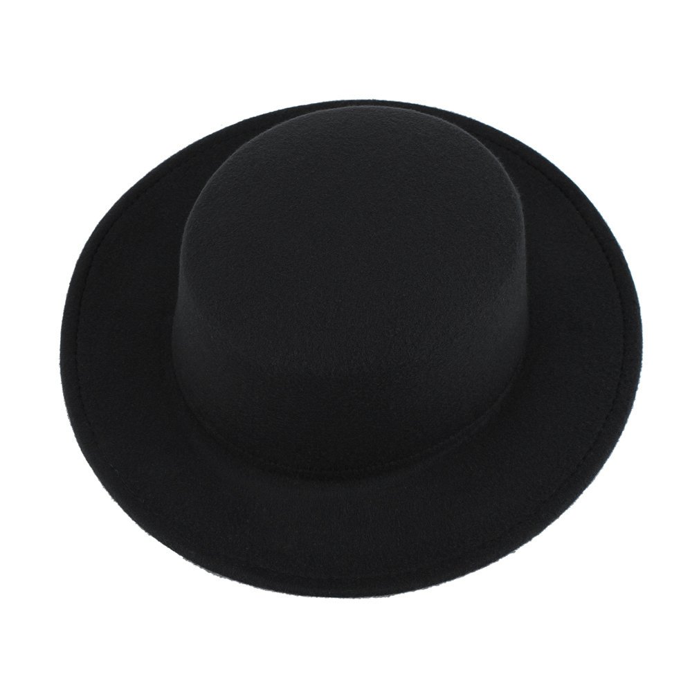 Adult Women Men Classic Flat Top Hat Fedora Hats Trilby Caps Panama Hat Jazz Cap Black