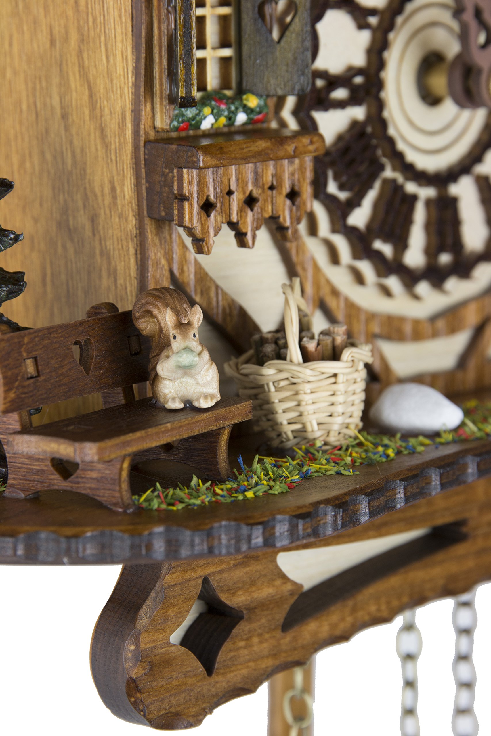 Cuckoo-Palace German Cuckoo Clock - Blackforest Hillside Chalet with Wonderful Animals with Quartz Movement - 10 1/4 inches Height